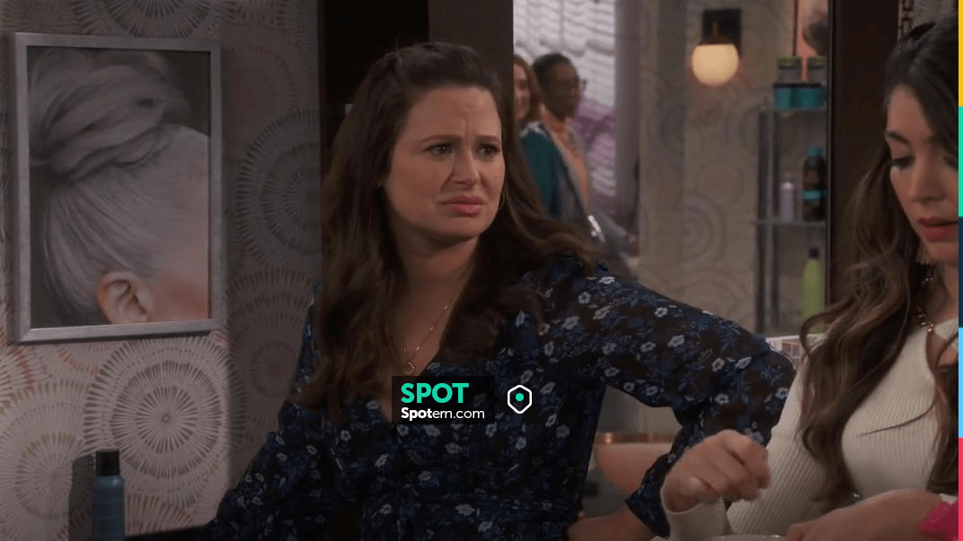 The Kooples Floral Print Tie Waist Dress worn by Jen (Katie Lowes) as ...