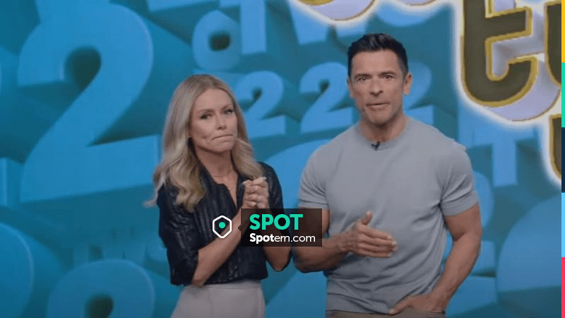 Saint Laurent Tie-Neck Striped Metallic Silk-Blend Shirt worn by Kelly ...