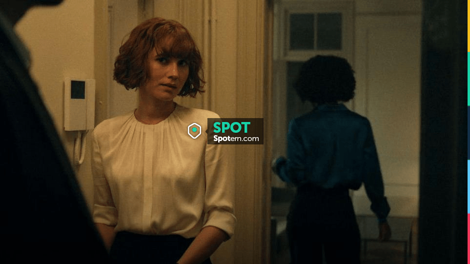 Hugo Boss Banora Stretch Silk Blouse worn by Anna Barton (Charlie Murphy) as seen in Obsession ...