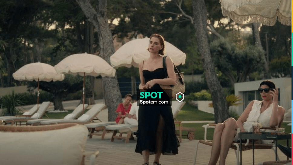 Saint Laurent Panier YSL-plaque leather-trim raffia Basket Bag worn by Anna Barton (Charlie ...