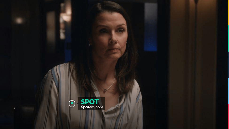 Loro piana Idelle Striped Silk But­ton-Up worn by Erin Reagan (Bridget ...