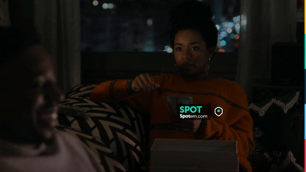 Suéter de rayas de mezclilla usado por Neff (Alexis Floyd) como se ve ...