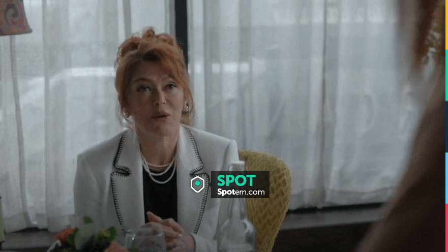 Zara White & Black Trim Blazer worn by Phoebe Lancaster (Lynda Boyd) as ...