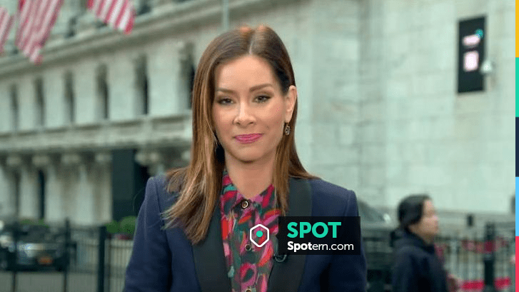 Milly Lacey Floral-Print Button-Down Top worn by Rebecca Jarvis as seen ...