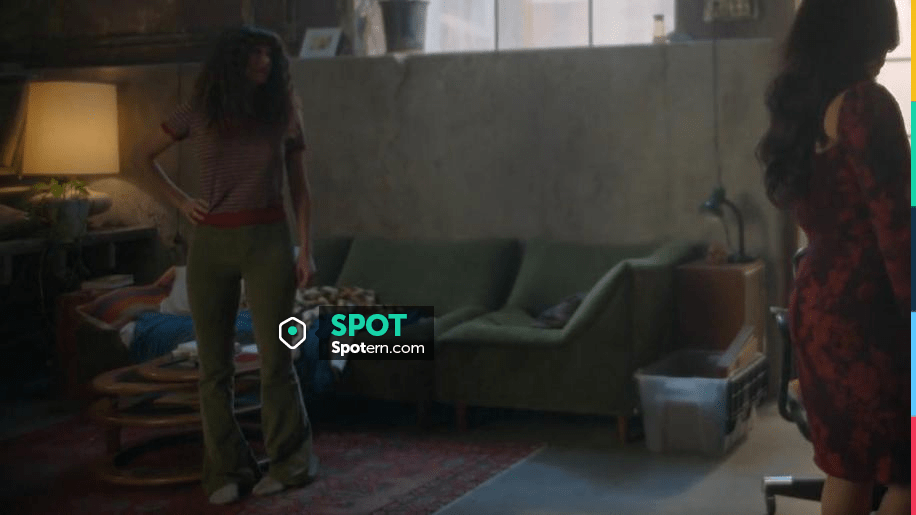 Free Peopel Green Corduroy Pull On Flared Pants worn by Jenna Perez (Maiara Walsh) as seen in ...