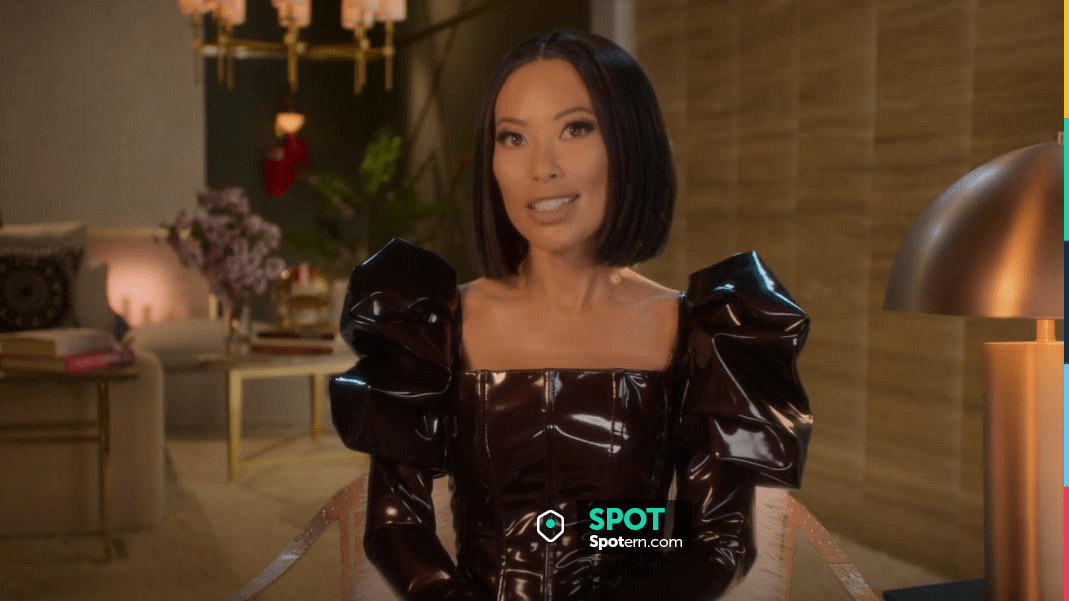 LaQuan Smith Puff Long Sleeve PVC Mini Dress worn by Christine Chiu in ...