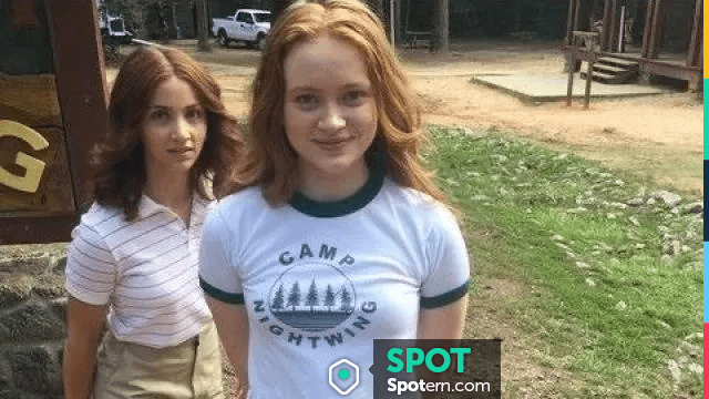 Camp Nightwing Green-sleeved & neck-lined shirt worn by Sadie Sink on ...