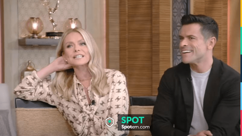 Celine Lavalliere Blouse In Shiny Matte Silk worn by Kelly Ripa as seen ...