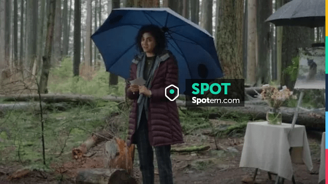 LL Bean Ultralight 850 Down Hooded Coat worn by Emily Price (Vella ...