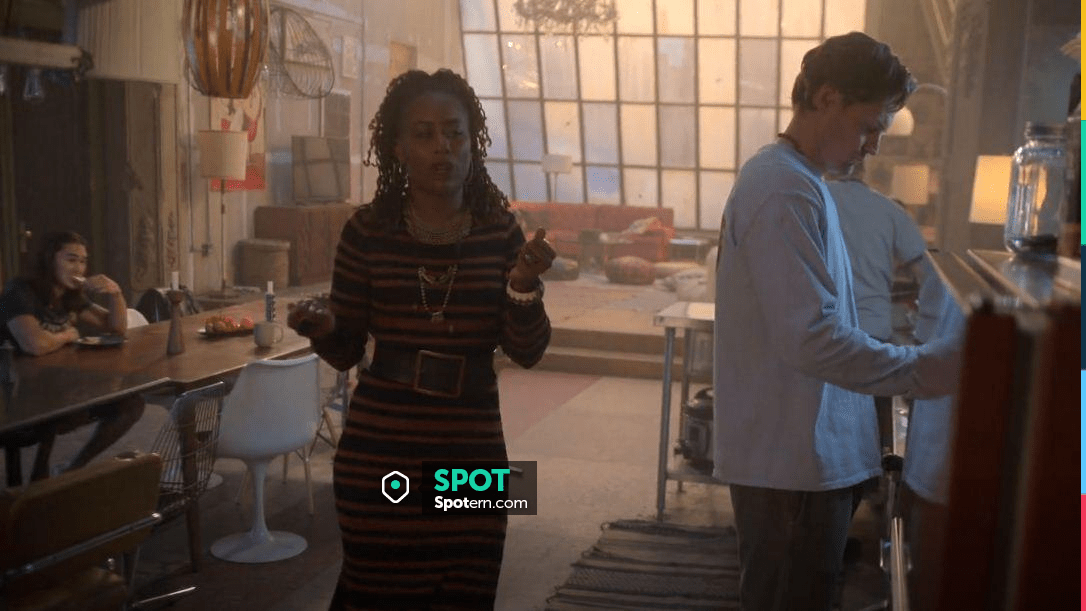 New Look Brown Stripe Ribbed Split Hem Midi Dress worn by Malika Williams (Zuri Adele) as seen ...