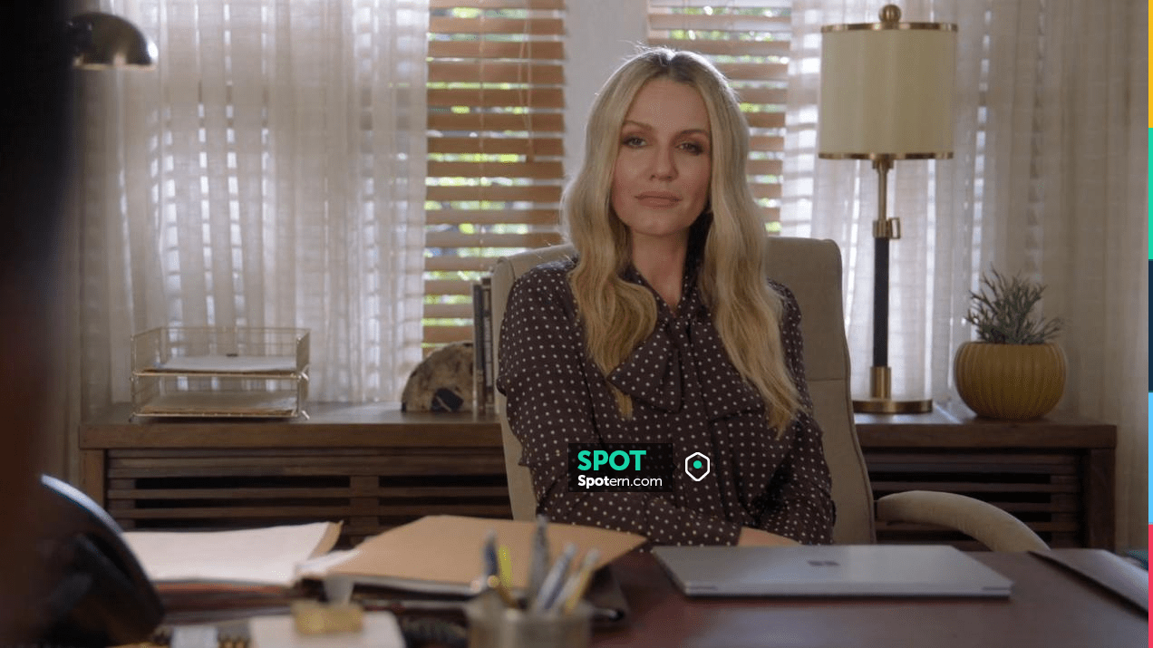 Nili Lotan Elayne Long Sleeve Bow Neck Blouse worn by Laura Fine-Baker ...