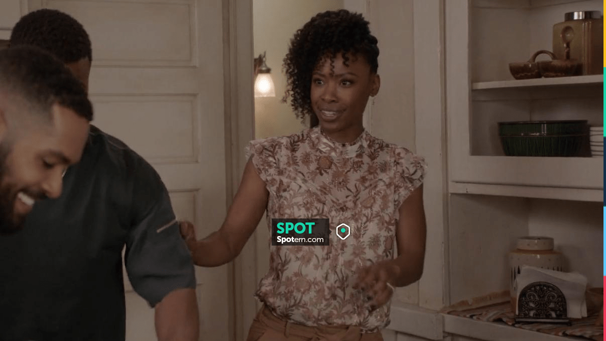 Veronica Beard Silk Floral Print Blouse worn by Grace James (Karimah ...