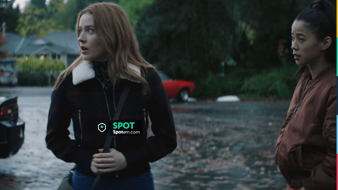 Maje Bloppane Plaid Wool Blend Bomber Jacket worn by Nancy Drew ...