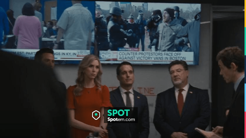 DKNY Flounce-Sleeve Dress worn by Rhea Jarrell (Holly Hunter) as seen ...