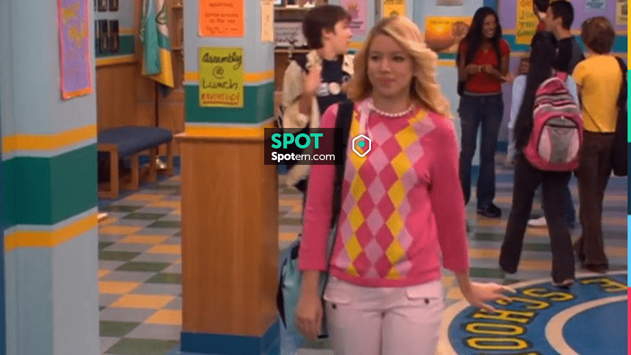Pink and Yellow Argyle Sweater worn by Missy Meany (Carlie Casey) in ...