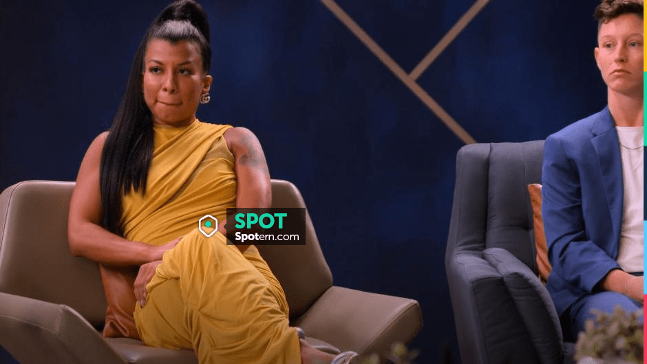 Loud Brand Studio Oiyl Drape Dress In Olive worn by Yoly Rojas as seen ...