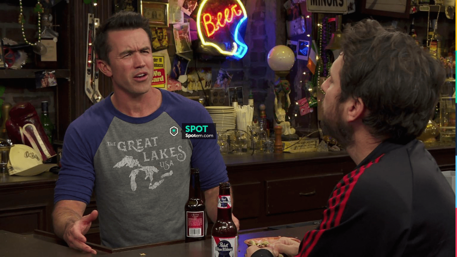 The Great Lakes USA Raglan Tee worn by Mac (Rob McElhenney) as seen in ...