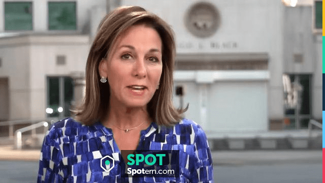 Nic + Zoe Artist Blocks Split Neck Top worn by Janet Shamlian as seen ...