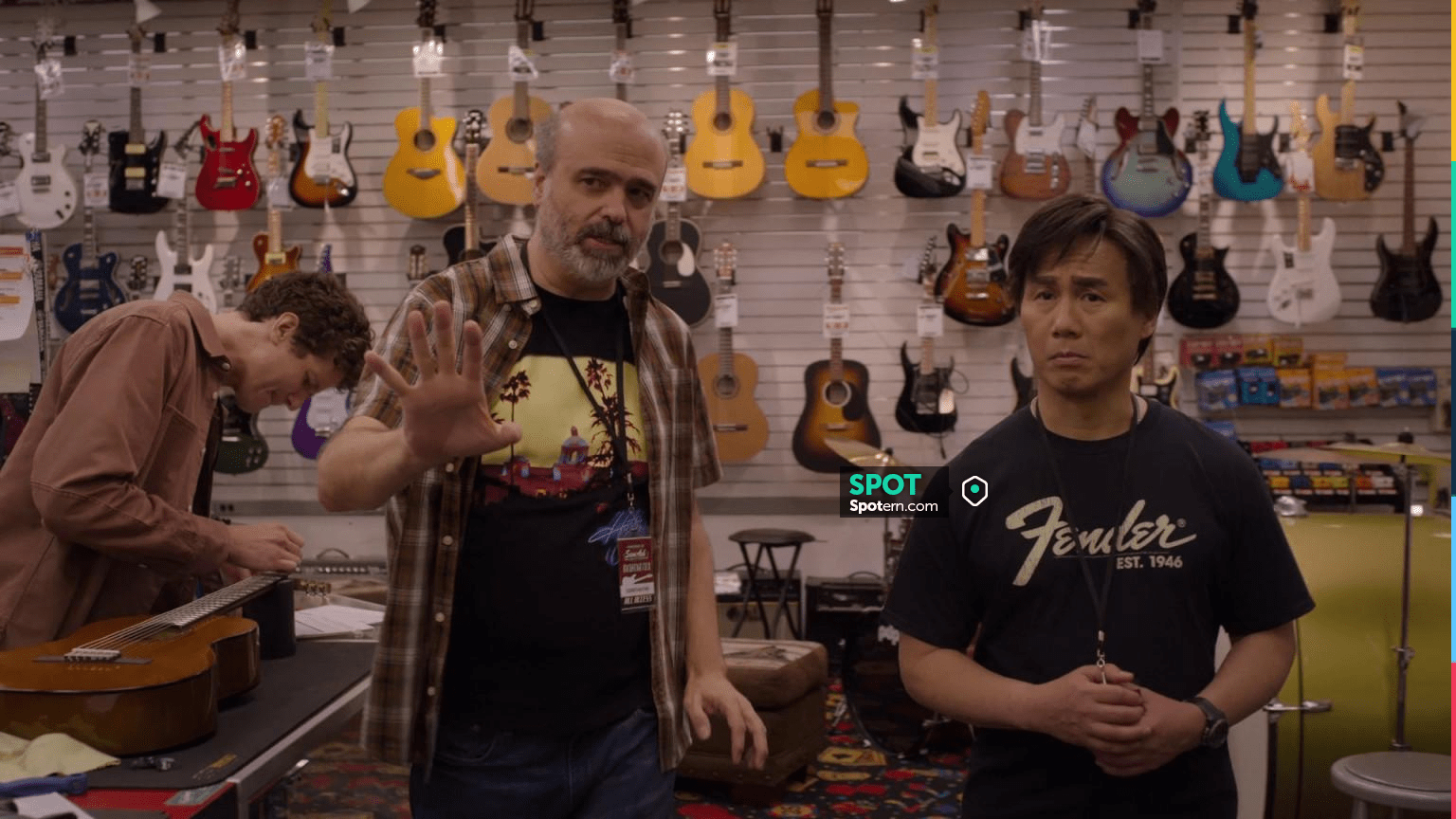 Fender Black T-shirt worn by Wally (B.D. Wong) as seen in Awkwafina is ...