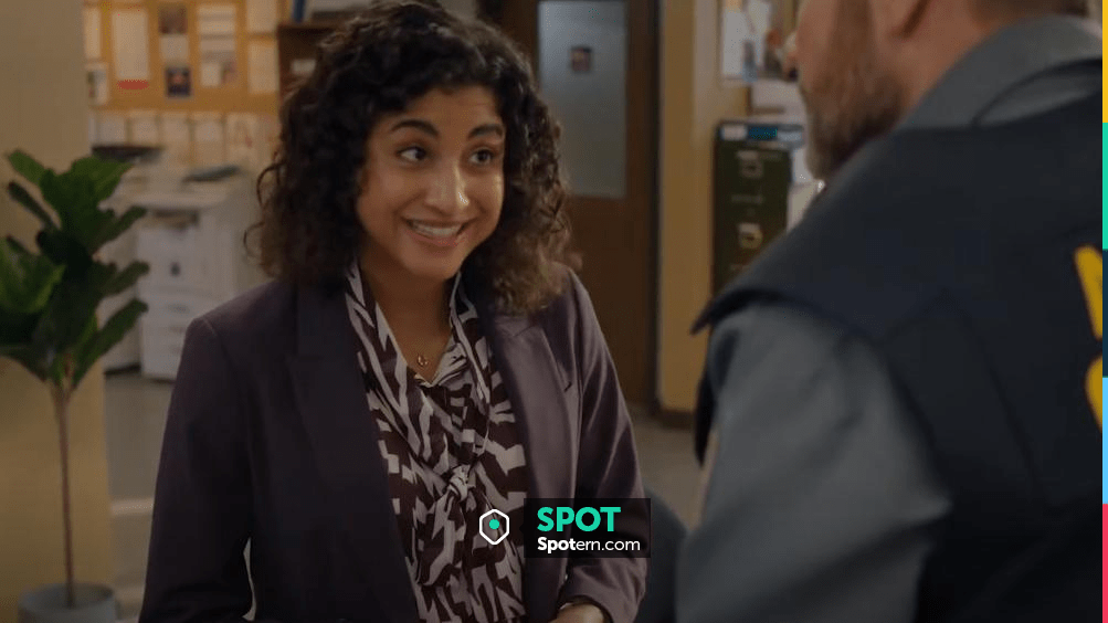 Calvin Klein Aubergine Tie Neck Blouse worn by Emily Price (Vella ...