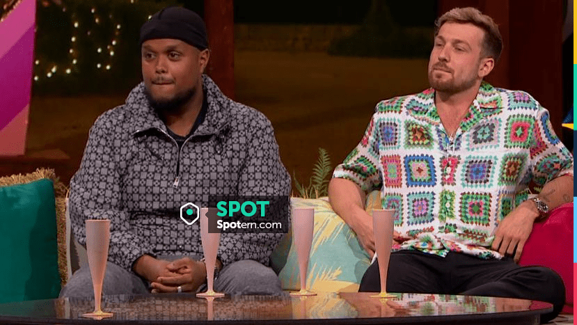 Sandro Pat­terned Zip-front Hood­ed Jack­et worn by Chunkz (Amin ...