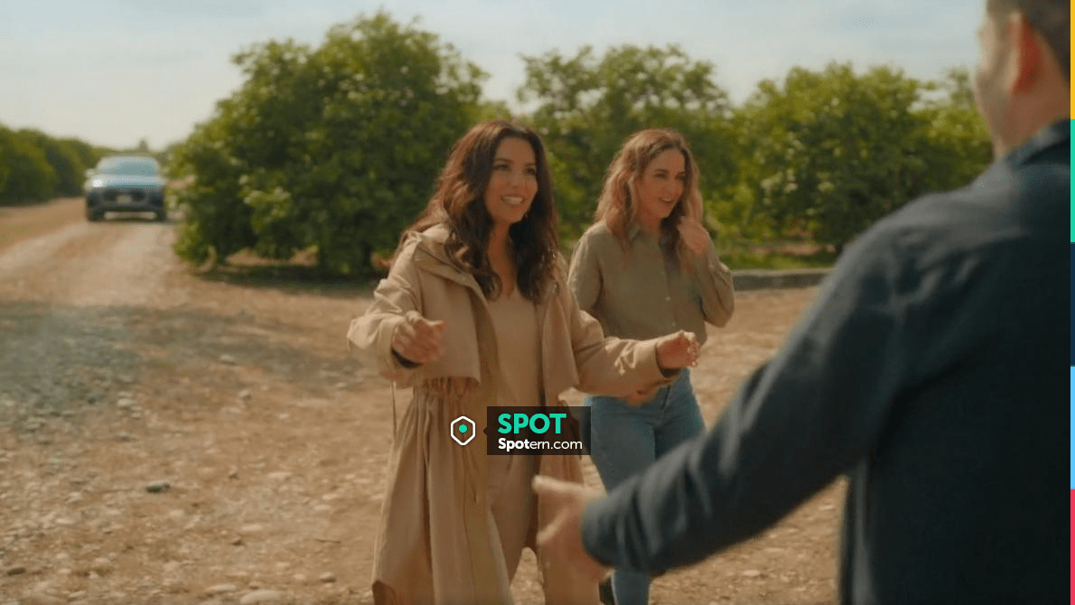 Pinko Beige Cotton Trench Coat worn by Eva Longoria as seen in Eva ...