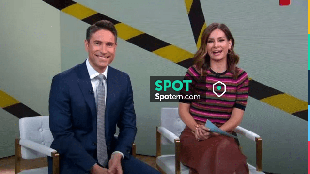 Trina Turk Shadows Stripe Sweater worn by Rebecca Jarvis as seen in ...