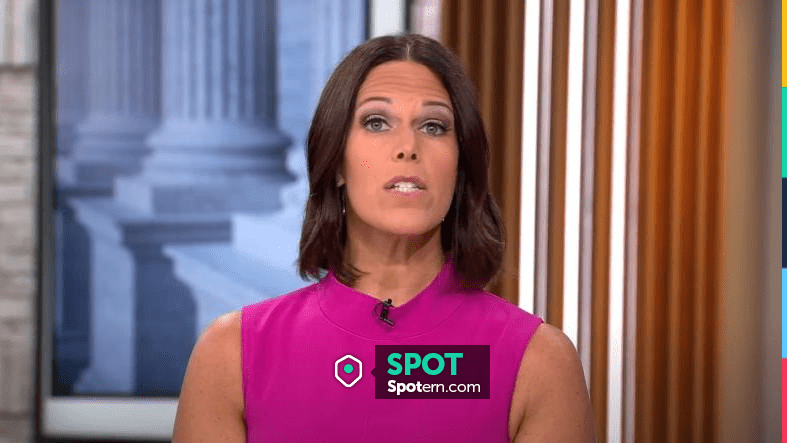 Karen Millen Soft Tailored High Low Midi Dress in Magenta worn by Dana ...