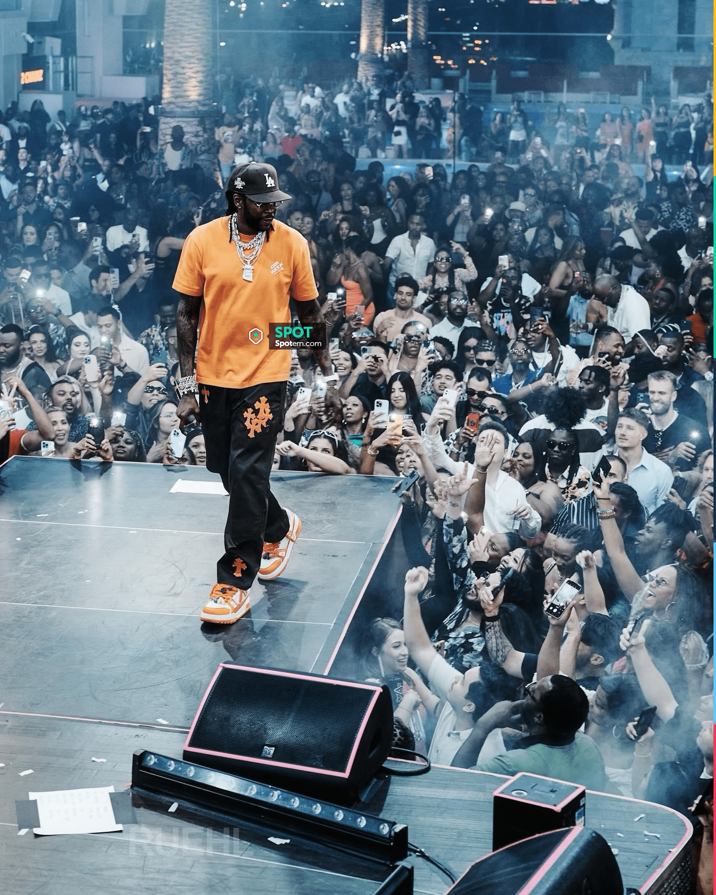 Louis Vuitton Or­ange Sta­ple Pin T-Shirt worn by 2 Chainz on his ...