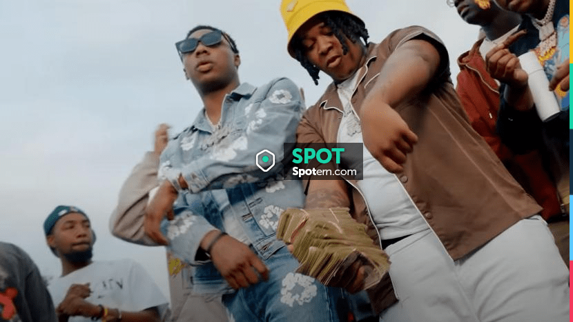 Denim Tears Light Wash Blue Wreath Denim Jacket worn by Rob49 in YTB ...