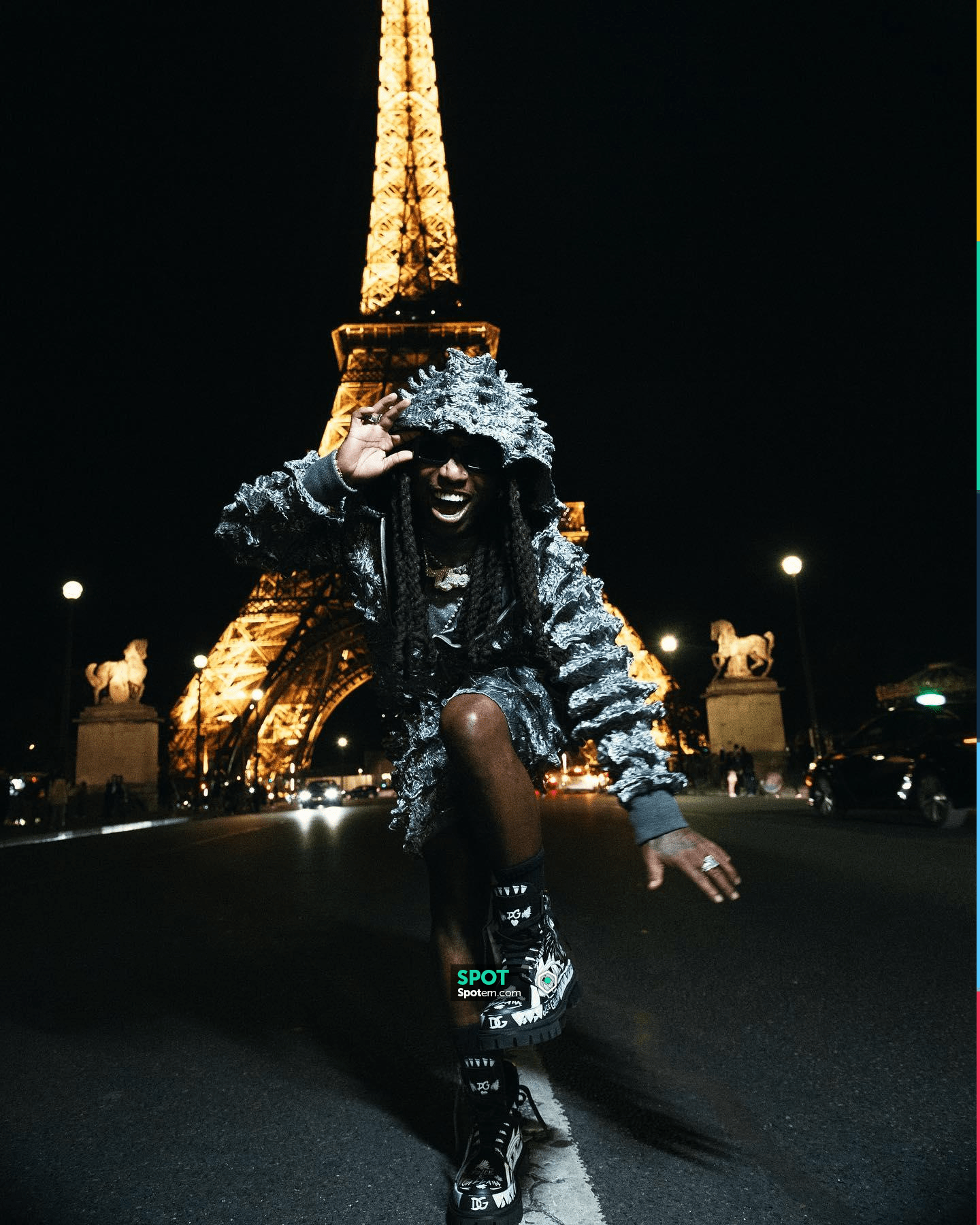 Dolce & Gabbana Black Graffiti Trekking Boots porté par Jacquees sur ...