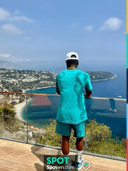 Off-White Turquoise & White Mid Sponge Sneakers worn by Floyd ...