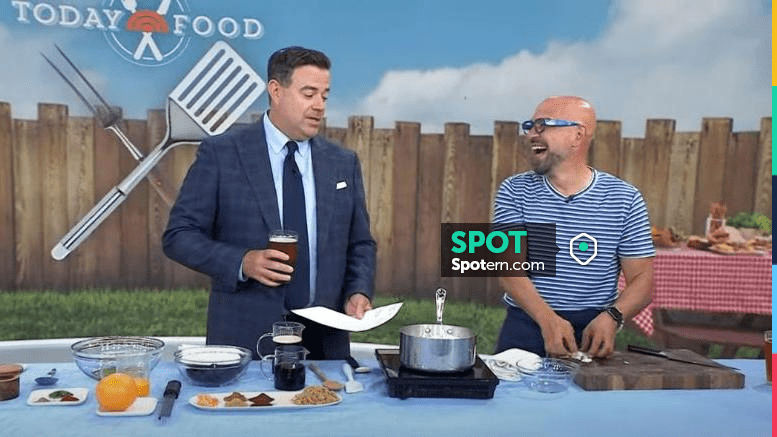 Todd Snyder Striped Linen-Cotton Tee worn by Michael Symon as seen in ...