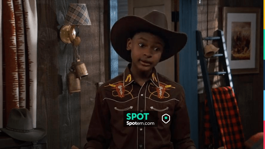 Rock Mount Kid's Embroidered 2-Tone Steer Western Shirt in Brown worn ...