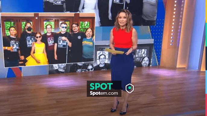 Scanlan Theodore Royal Crepe Knit Slit Back Skirt worn by Eva Pilgrim ...