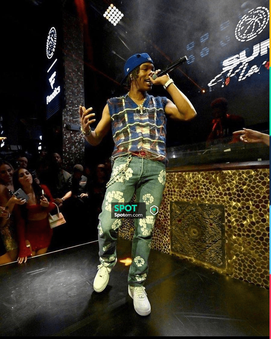 Denim Tears Light Wash Blue Cotton Wreath Jeans worn by Lil Baby on the ...