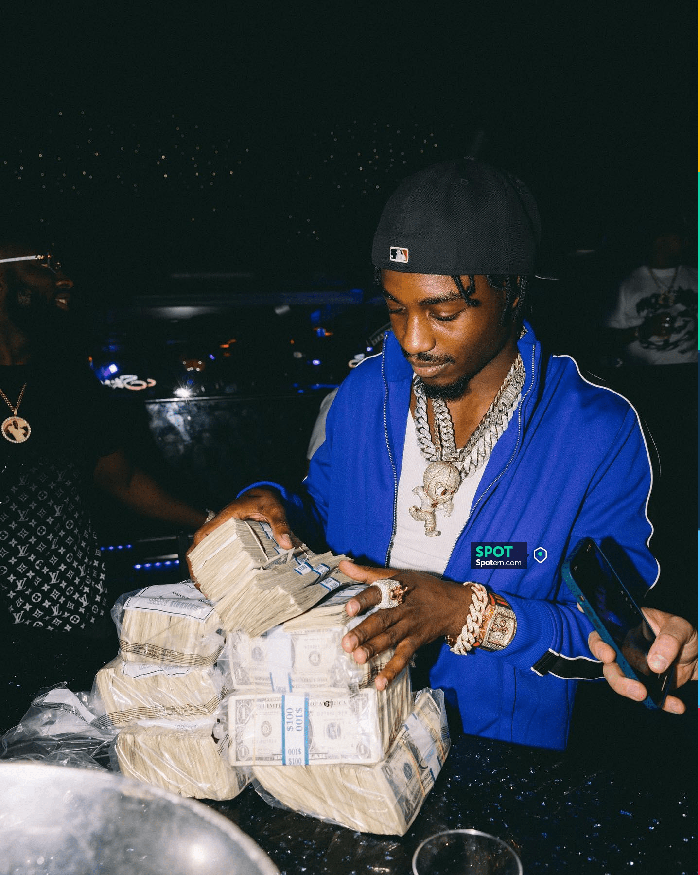 Loewe Royal Blue & Black Stripe Track Jacket worn by Lil Tjay on his ...