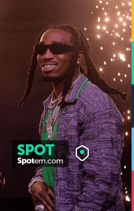 Bottega Veneta Grey Speck­led Wo­ven Track Jack­et worn by Quavo on the ...