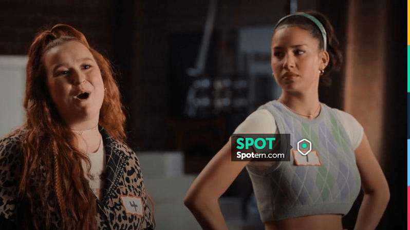 Topshop Knit­ted Lilac Ar­gyle Crop Tank Top worn by Gina (Sofia Wylie ...