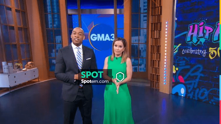 The kooples Long Green Dress in Open­work Mesh worn by Eva Pilgrim as ...