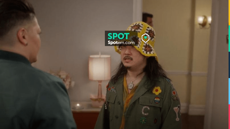 Tory Burch Cro­chet-Knit Buck­et Hat worn by Jackie Nee (Bobby Lee) as ...