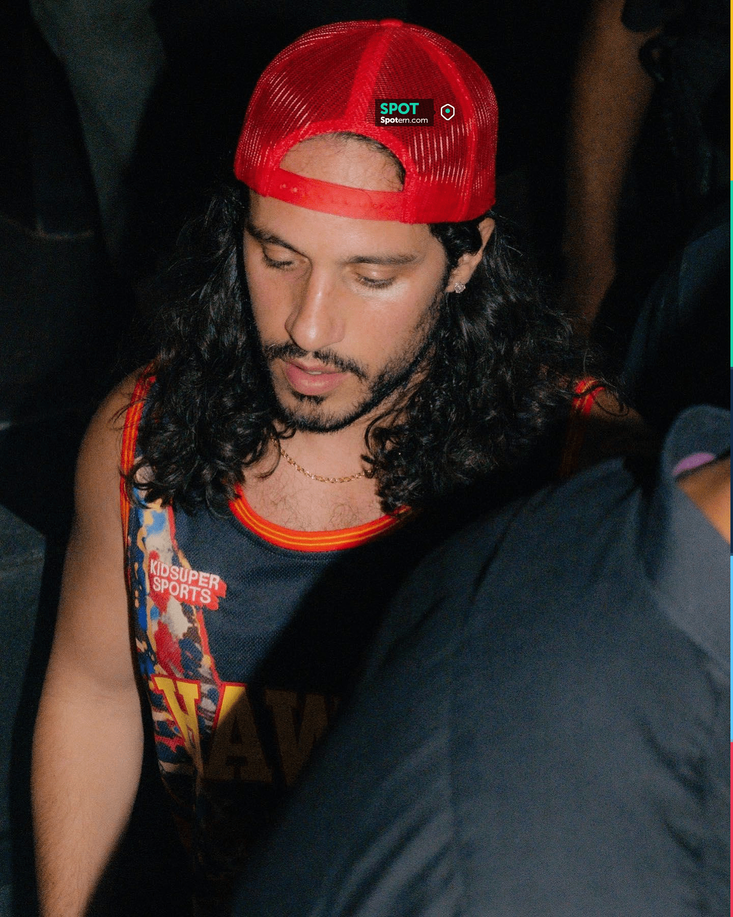 Gallery Dept. Red & Yel­low Lo­go Patch Truck­er Hat worn by Russ on ...