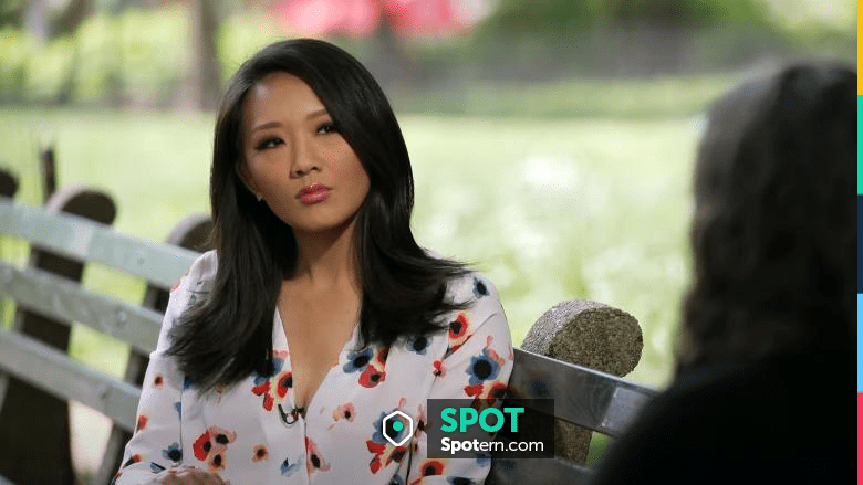 Halogen Cross Front Blouse In White Multi Floral Paint worn by Nancy ...