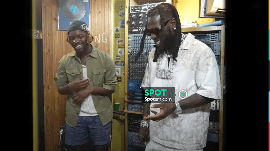 Louis Vuitton Beige Coral Mono­gram Den­im Shirt worn by Burna Boy in ...