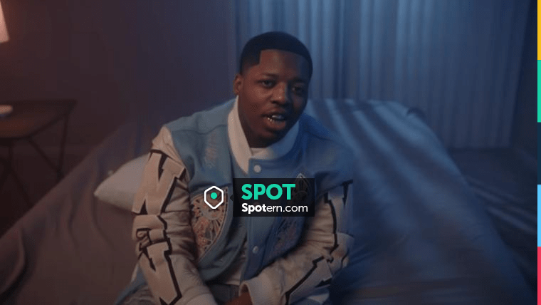 Who Decides War Light Blue Stained Glass Varsity Jacket worn by Lil Zay ...