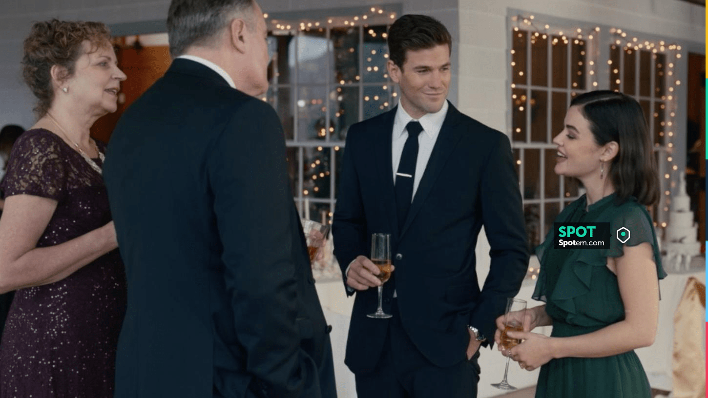 The Hating Game movie Outfits: Lucy Hale is wearing Green Ruffle Dress ...