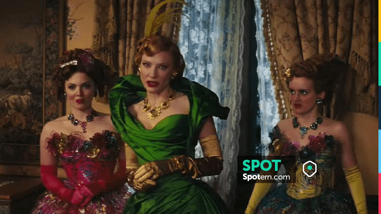 Green and yellow dress worn by Drisella (Sophie McShera) in Cinderella ...