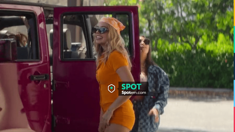 Neon Hart Tiana Fitted Textured Romper Flame Orange worn by Wren ...