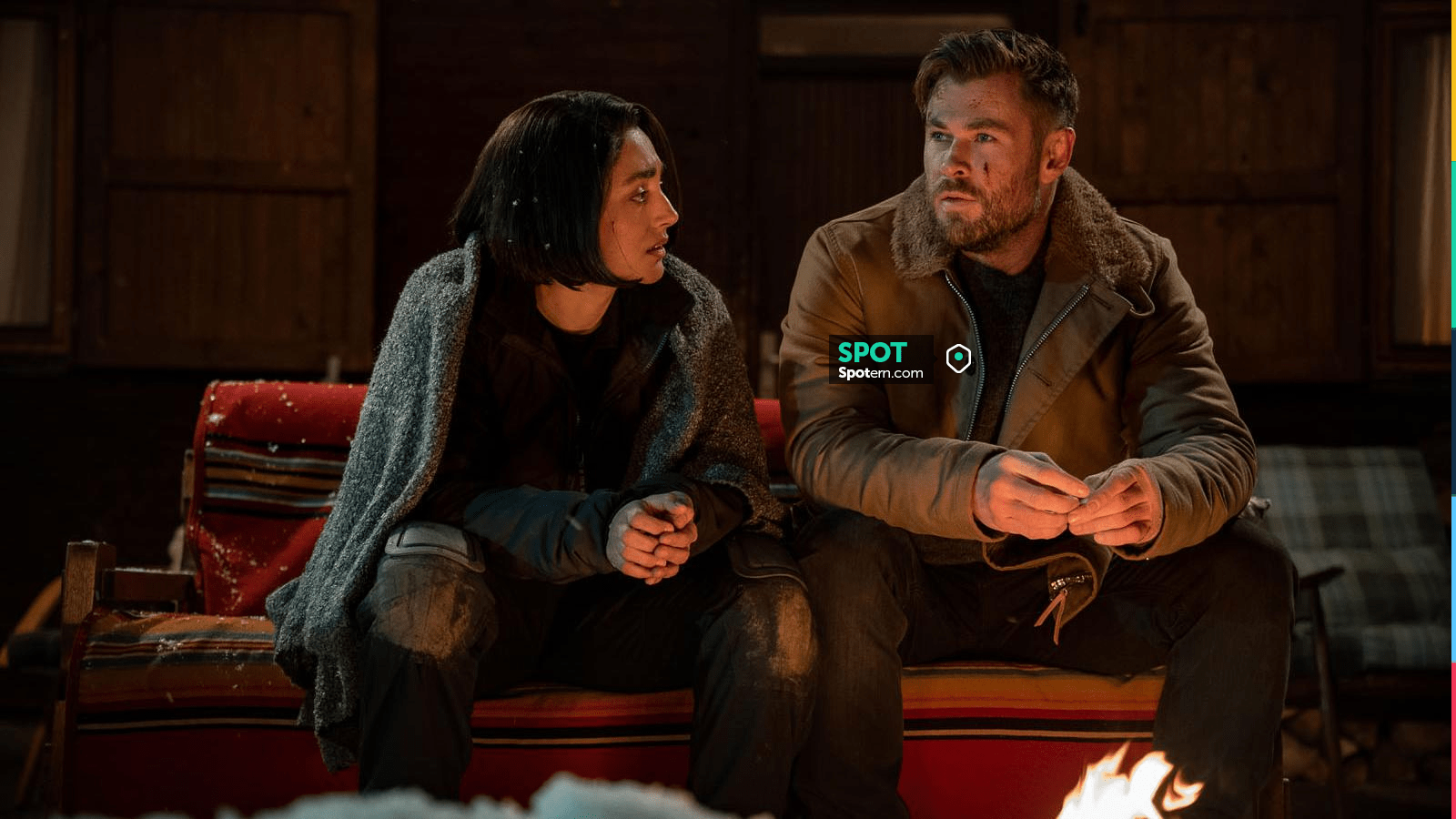 Iron Heart Fur collar zip jacket worn by Tyler Rake (Chris Hemsworth ...