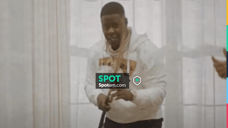 Sweat à capuche Diesel White & Beige Ripped Logo porté par Blac ...